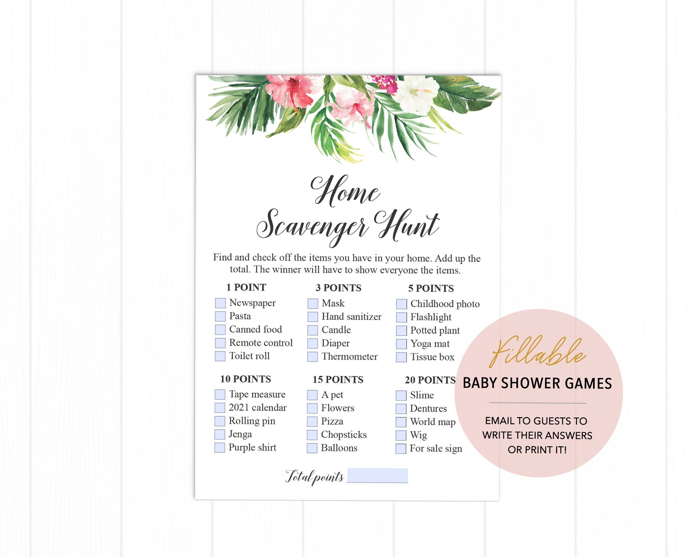 Virtual Baby Shower Games Home Scavenger Hunt Virtual Baby | Etsy