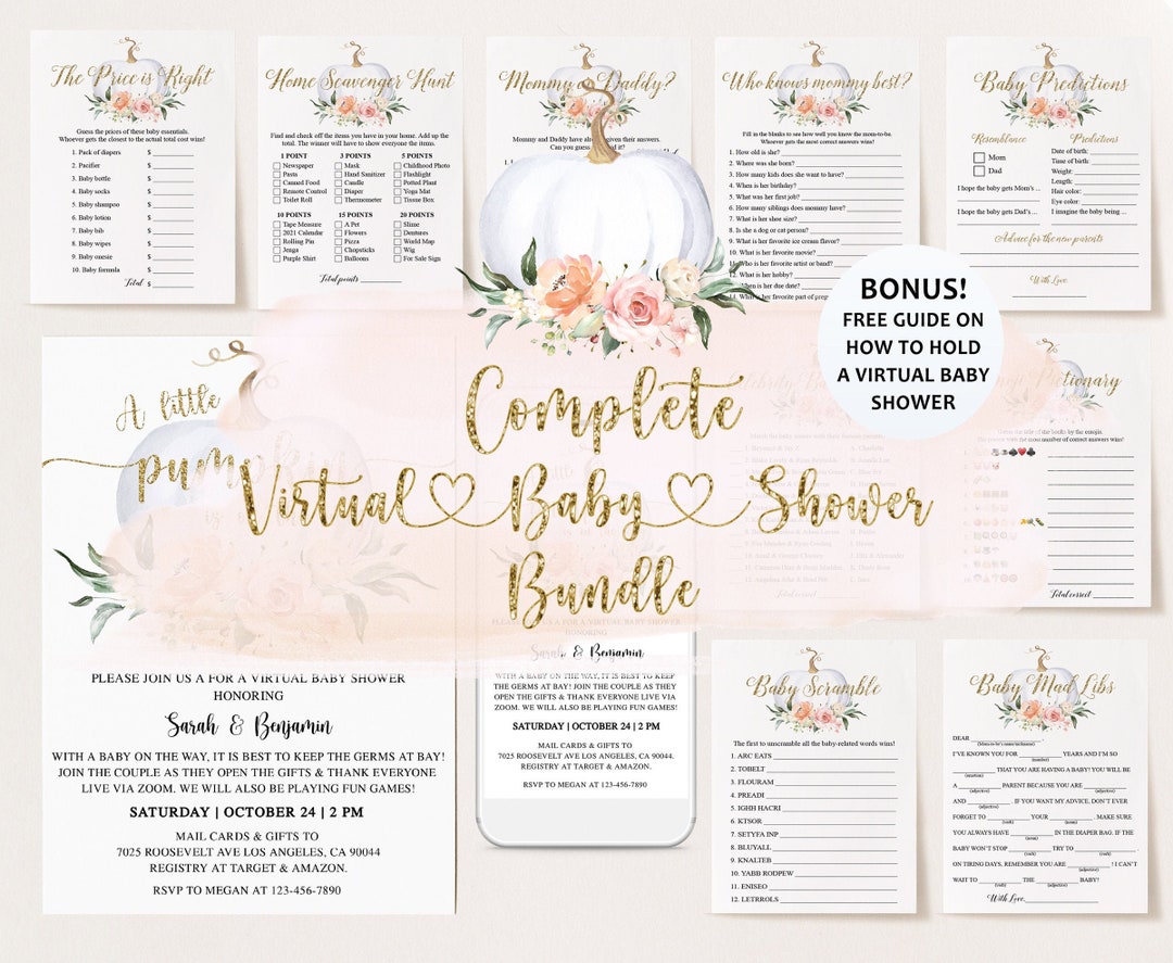 Virtual Baby Shower Full Bundle, Virtual Baby Shower Invitation ...