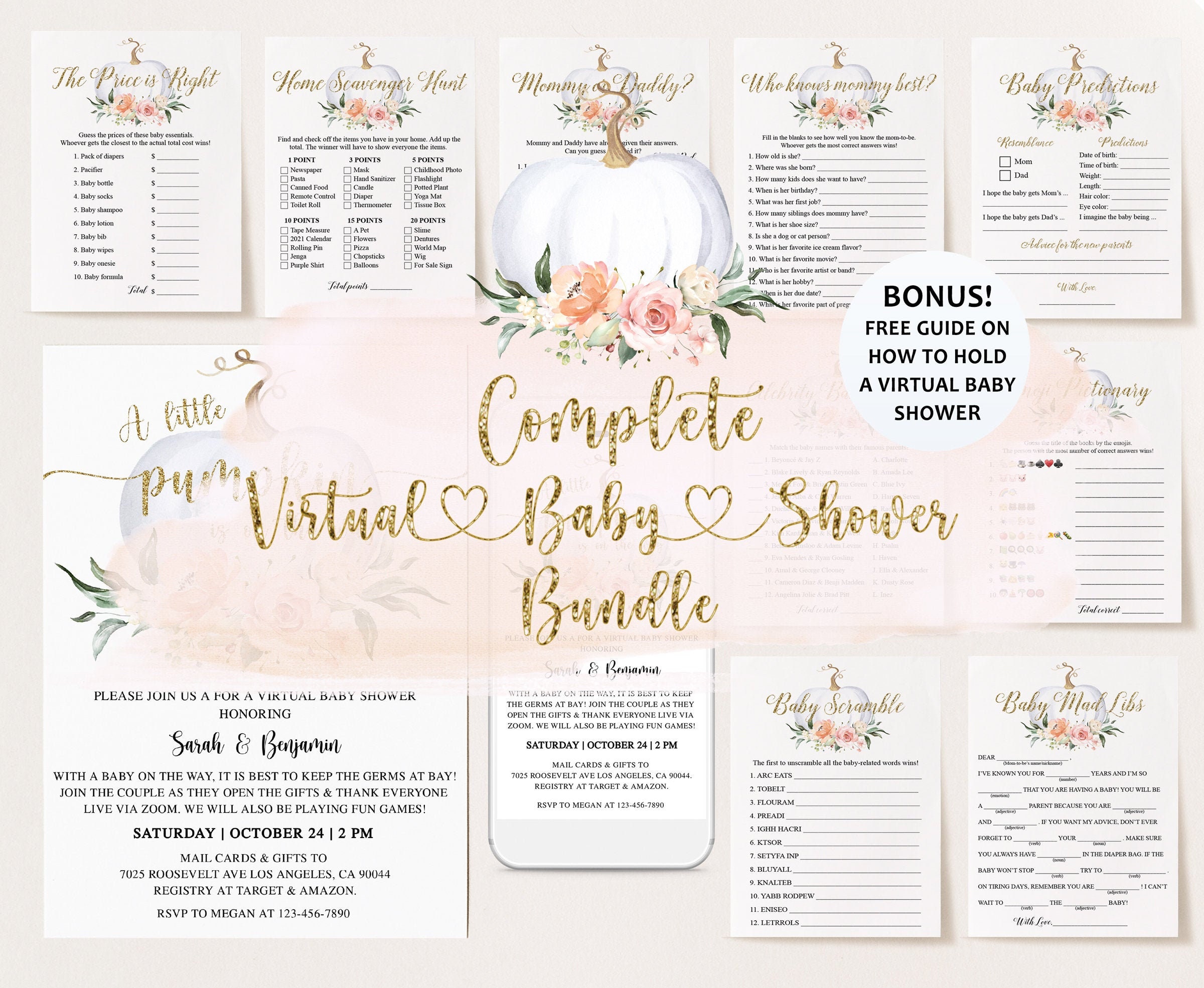 Virtual Baby Shower Full Bundle Virtual Baby Shower - Etsy