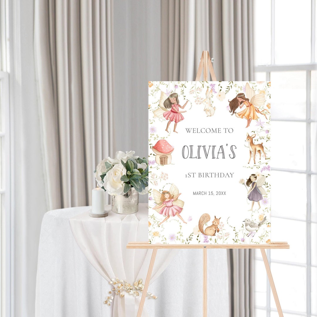 Fairy Birthday Welcome Sign, Birthday Welcome Sign, 1st Birthday ...