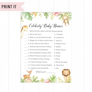 Virtual Baby Shower Games Celebrity Baby Name Game Celebrity | Etsy