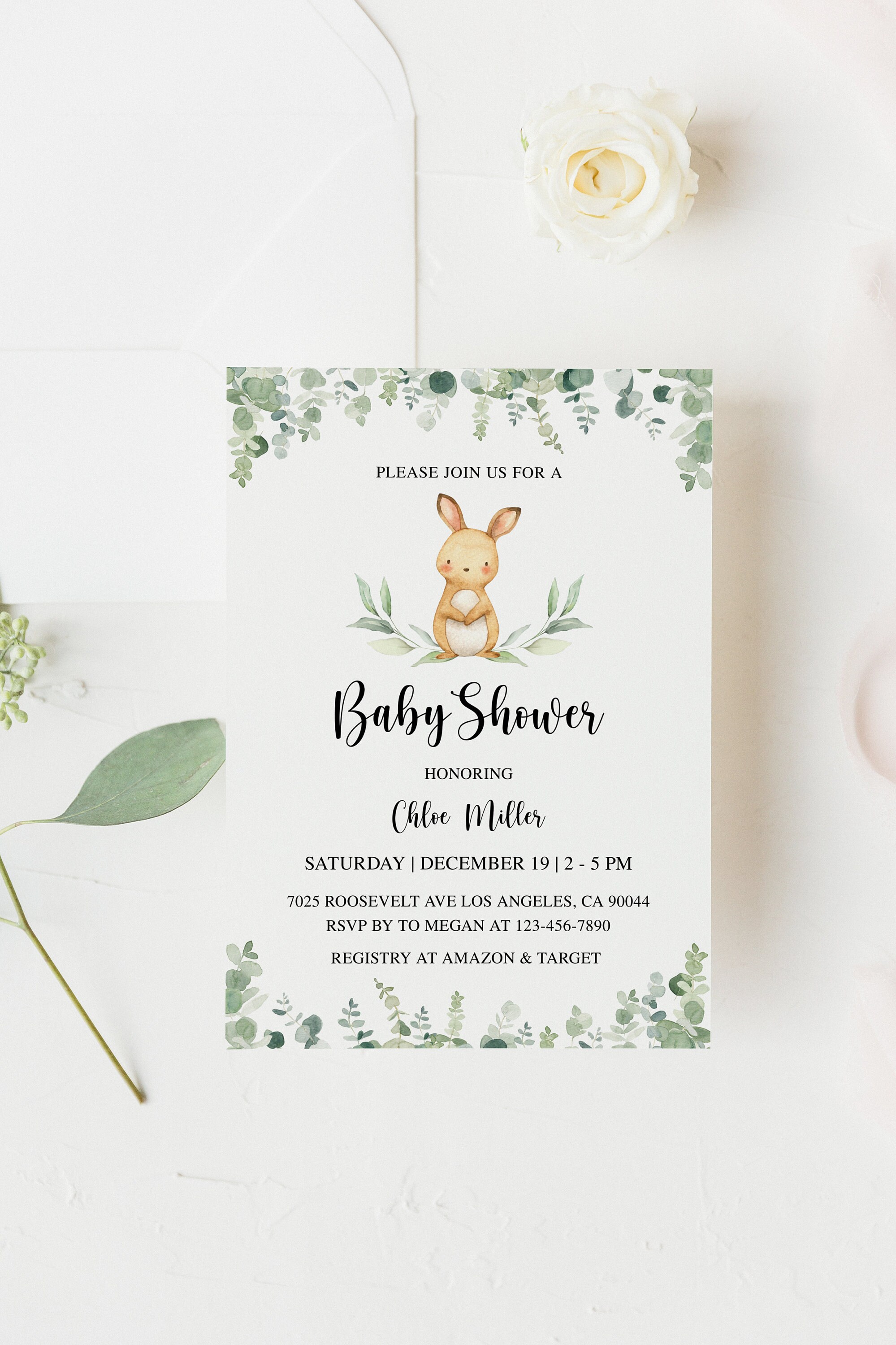 Bunny Baby Shower Invitation Bunny Baby Shower Invite Rabbit - Etsy