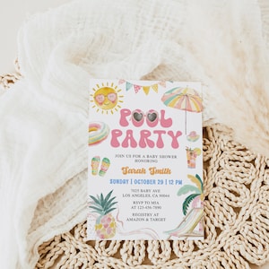Pool Party Baby Shower Invite Summer Baby Shower Invite Pool Baby ...