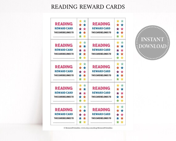 Reading Punch Cards Reading Reward Cards Reward Cards Kids | Etsy