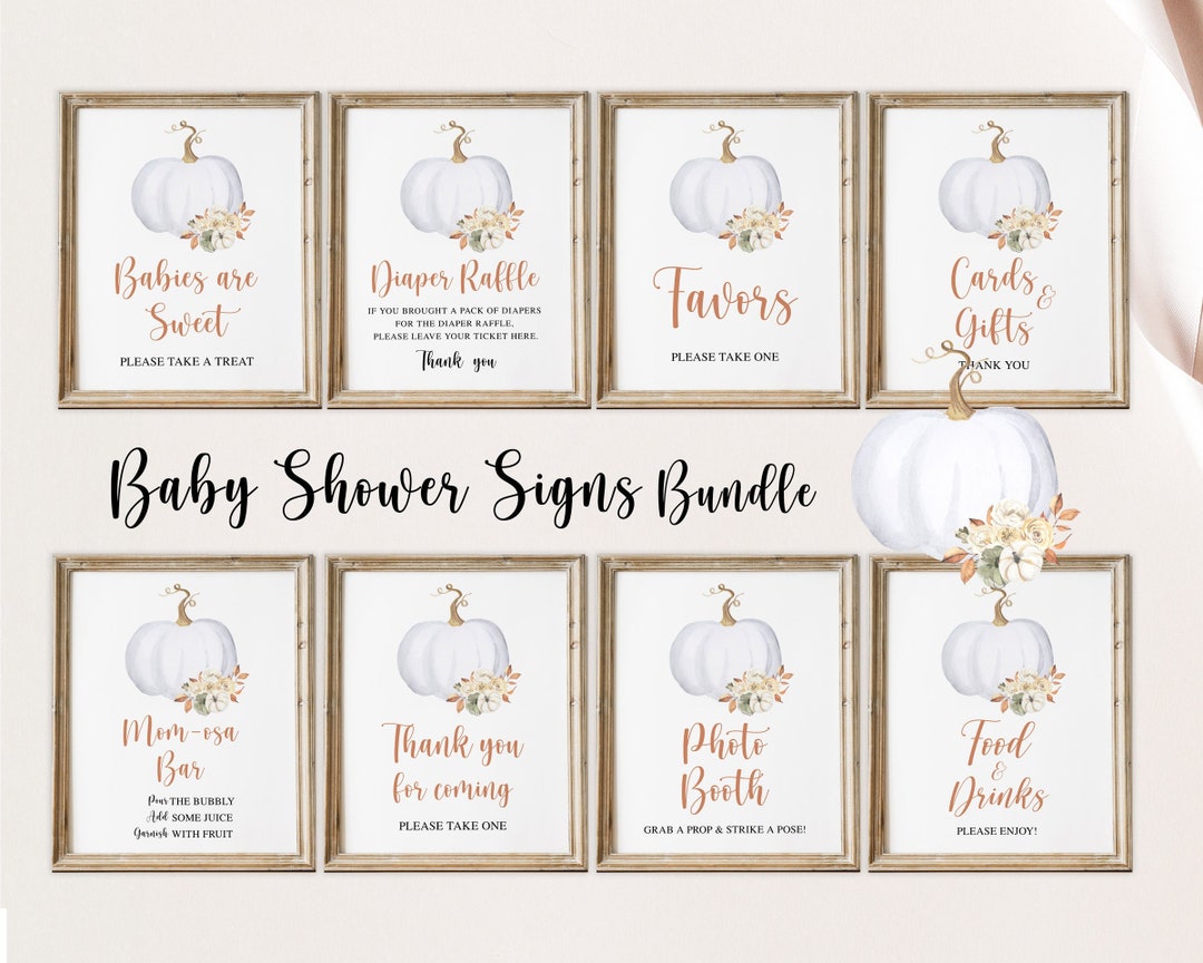 12 Fall Baby Shower Signs, Baby Shower Sign Bundle, Fall Baby Shower ...
