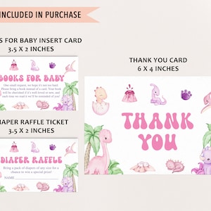 Girl Dinosaur Baby Shower Bundle Pink Dinosaur Baby Shower Invite Girl ...