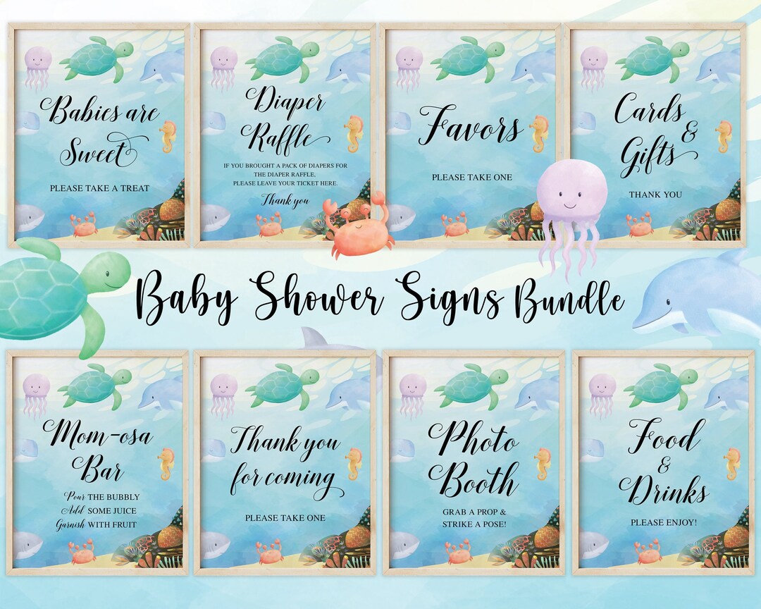 12 Under the Sea Baby Shower Sign, Baby Shower Sign Bundle, Beach Baby ...