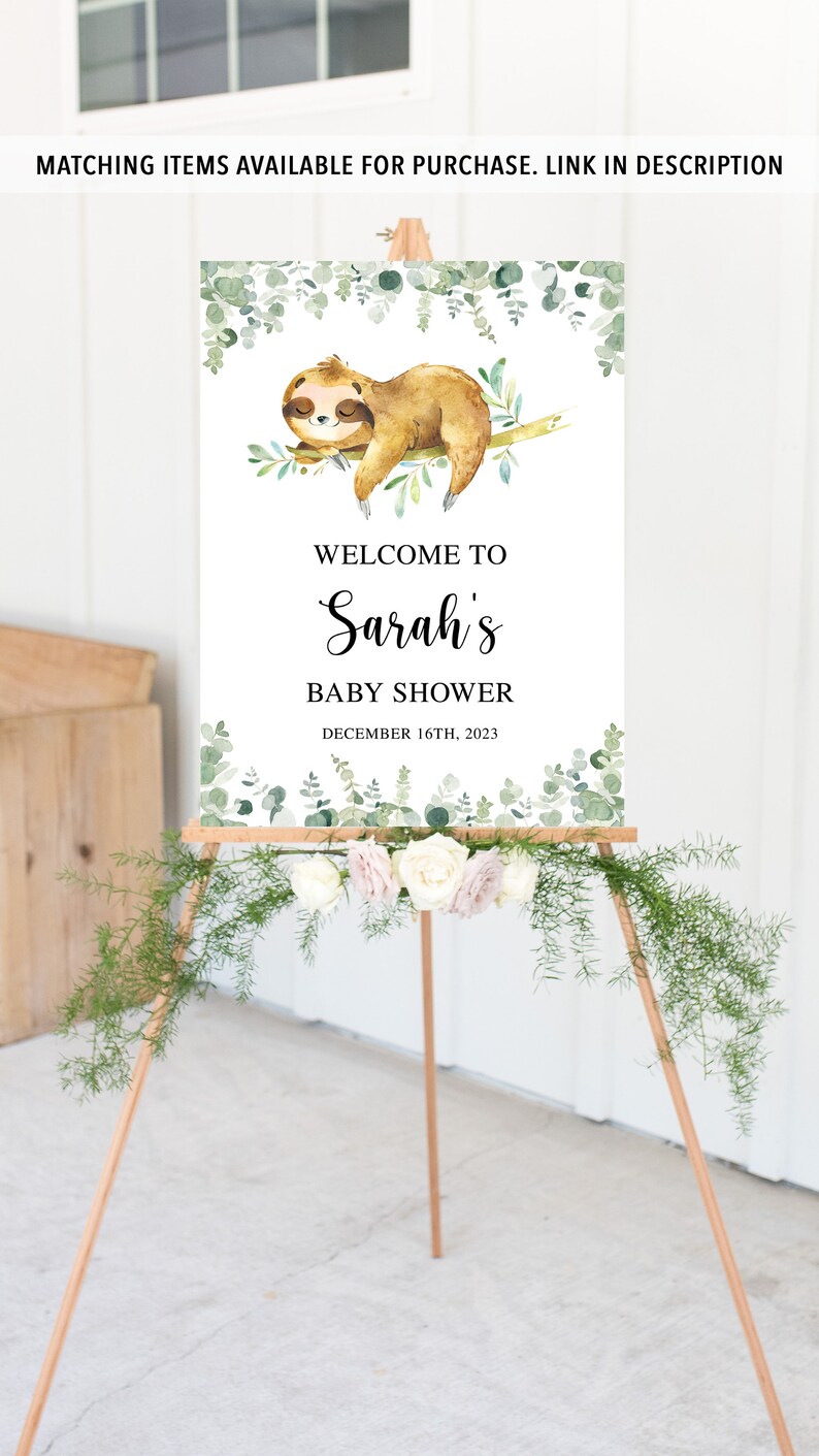 Editable Sloth Baby Shower Banner Sloth Baby Shower Banner | Etsy