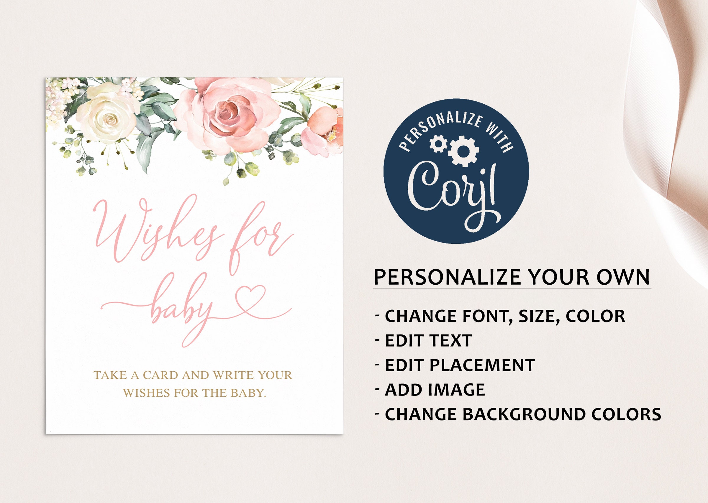 Pink Wishes for Baby Sign & Cards Wishes for Baby Sign and - Etsy