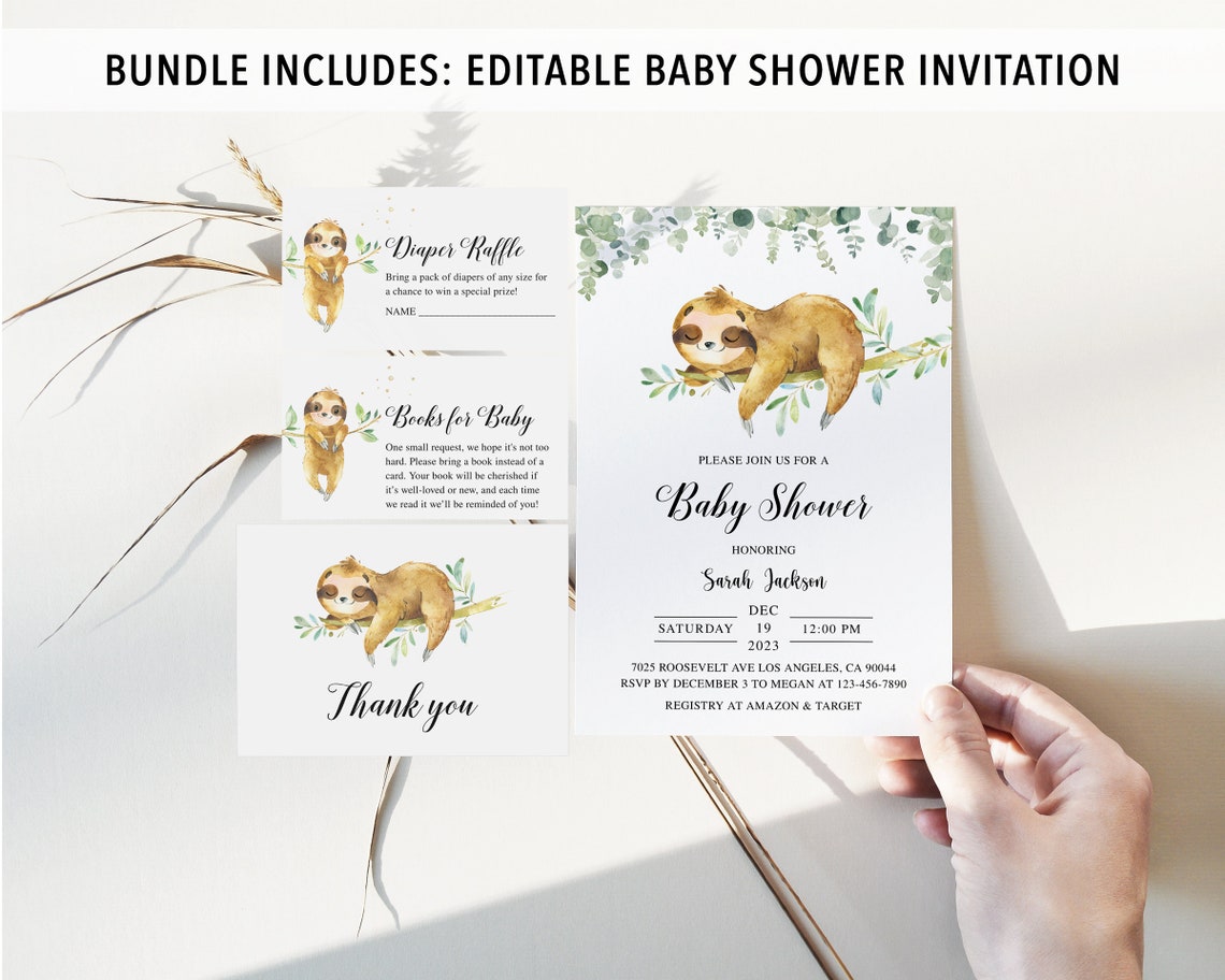 Sloth Baby Shower Bundle Sloth Baby Shower Sloth Baby Shower - Etsy