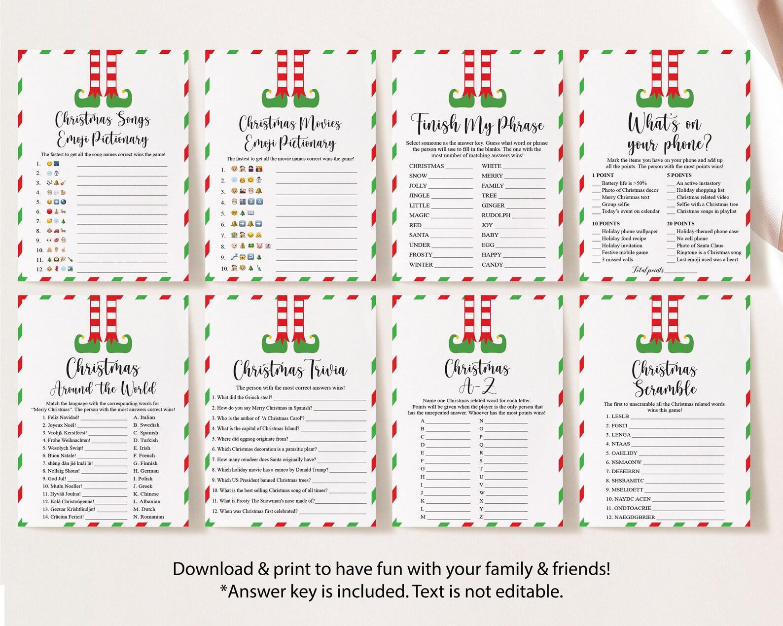 12 Christmas Games Bundle, Christmas Games, Family Christmas Games ...