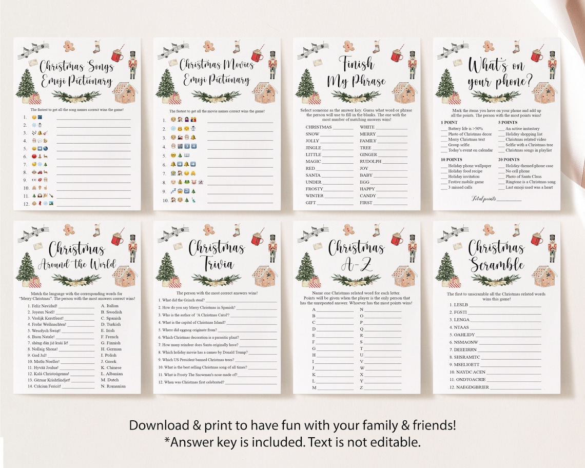 12 Christmas Games Bundle Christmas Games Family Christmas | Etsy