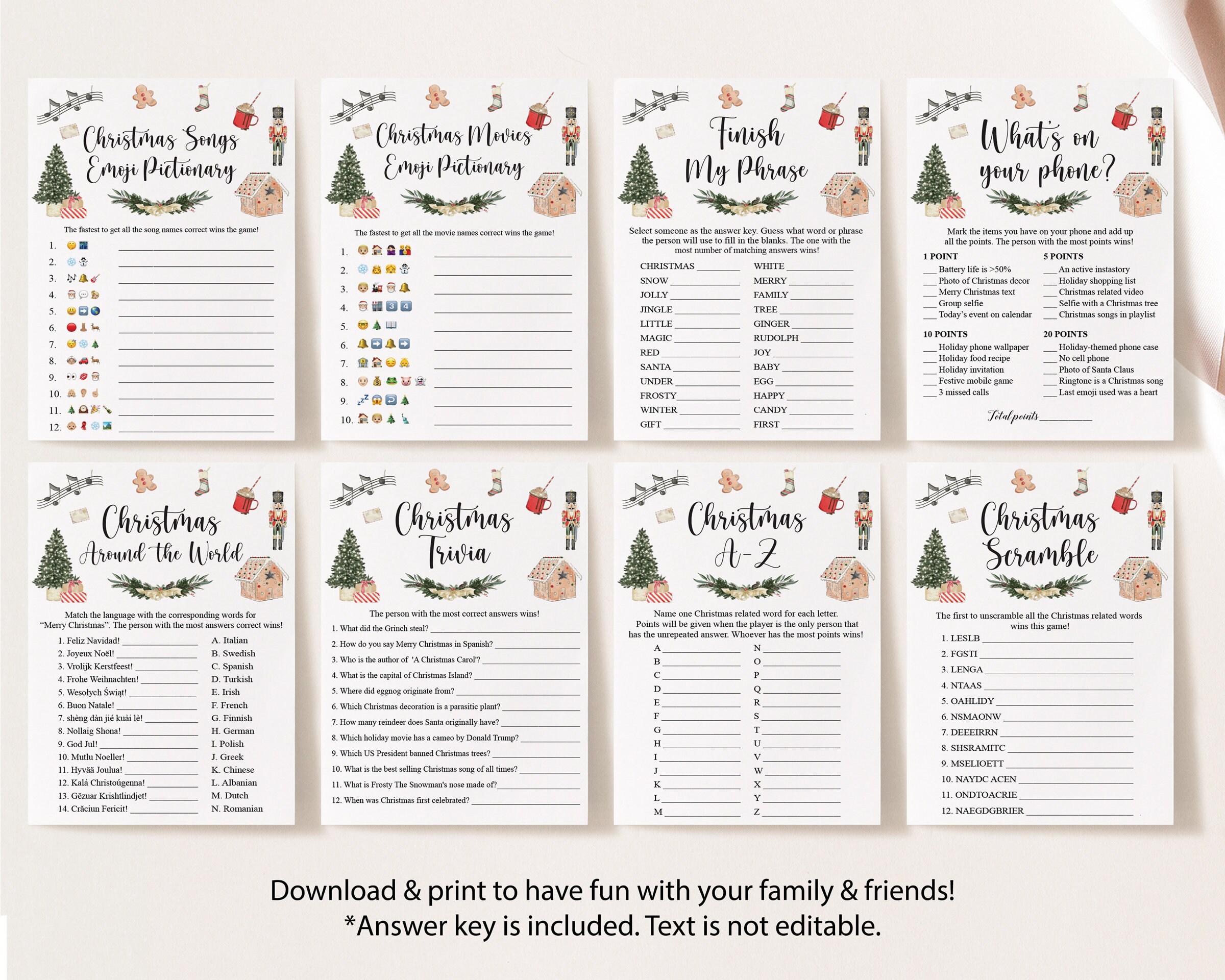 12 Christmas Games Bundle Christmas Games Family Christmas | Etsy