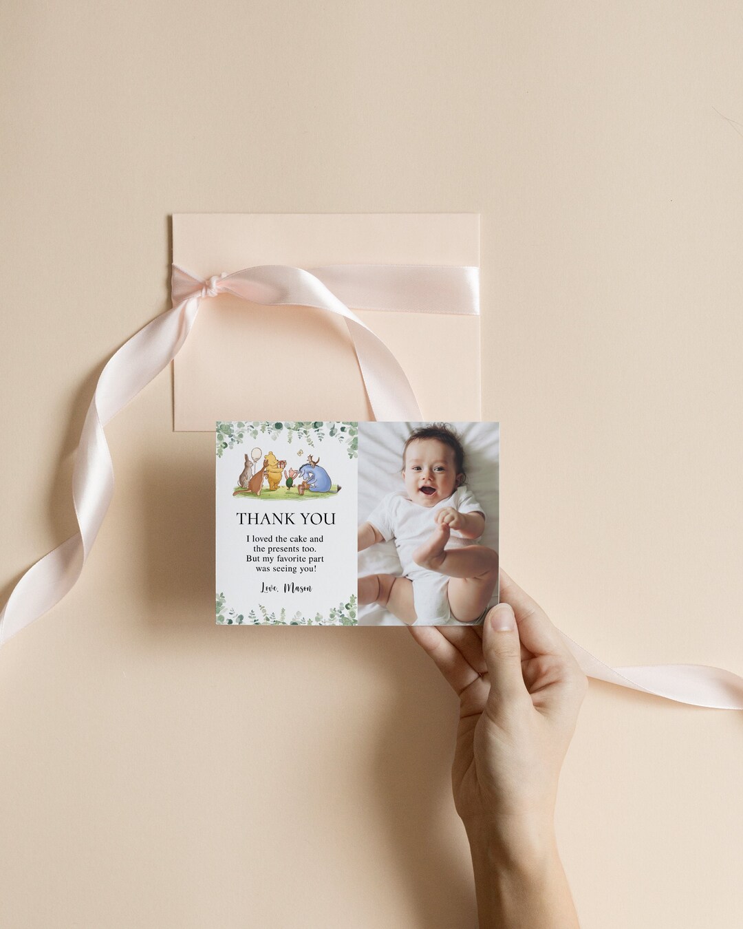 Pooh Thank You Card, Classic Pooh Thank You Card, Pooh Bear Thank You ...