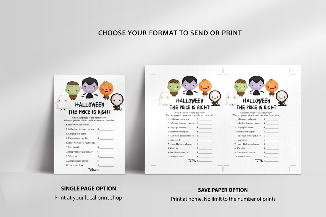 The Price is Right Halloween Games for Kids Halloween Party - Etsy