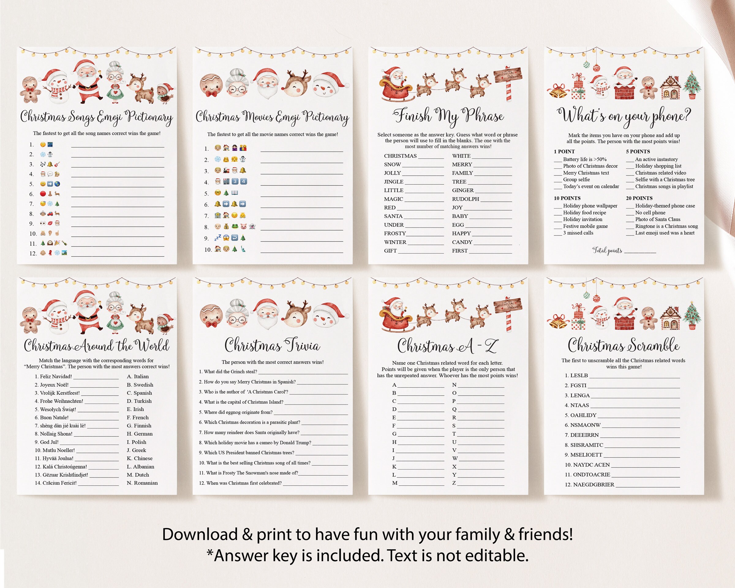 12 Christmas Games Bundle Christmas Games Family Christmas - Etsy