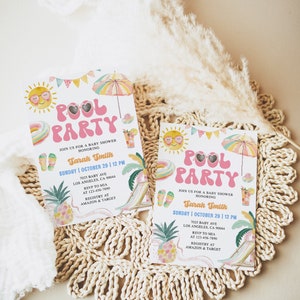 Pool Party Baby Shower Invitation Summer Baby Shower Invite Beach Party ...