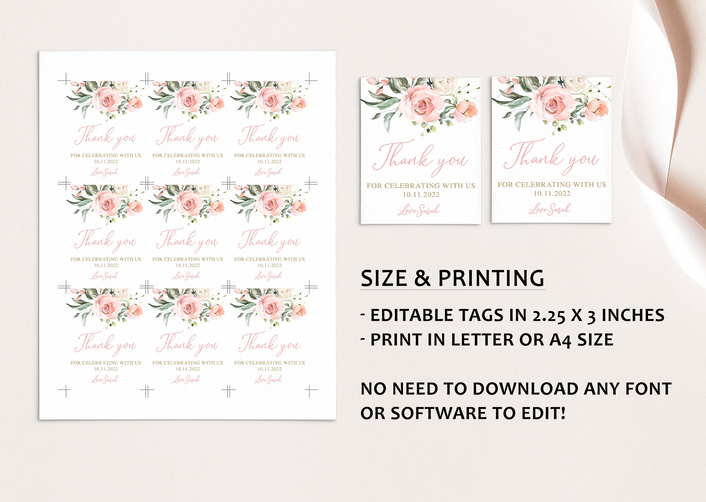 Editable Baby Shower Favor Tags Floral Baby Shower Favor - Etsy