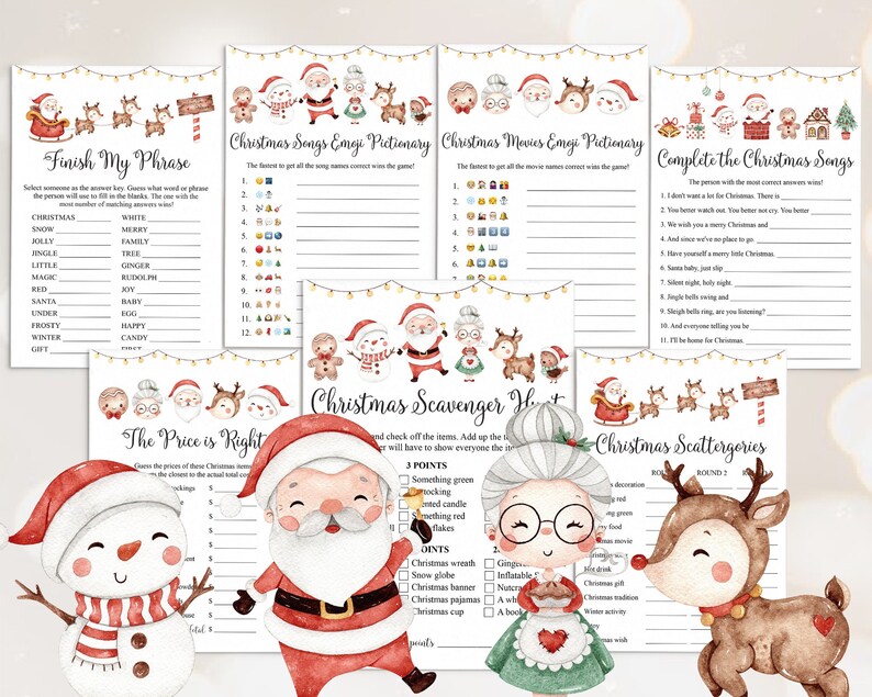 12 Christmas Games Bundle, Christmas Games, Family Christmas Games ...