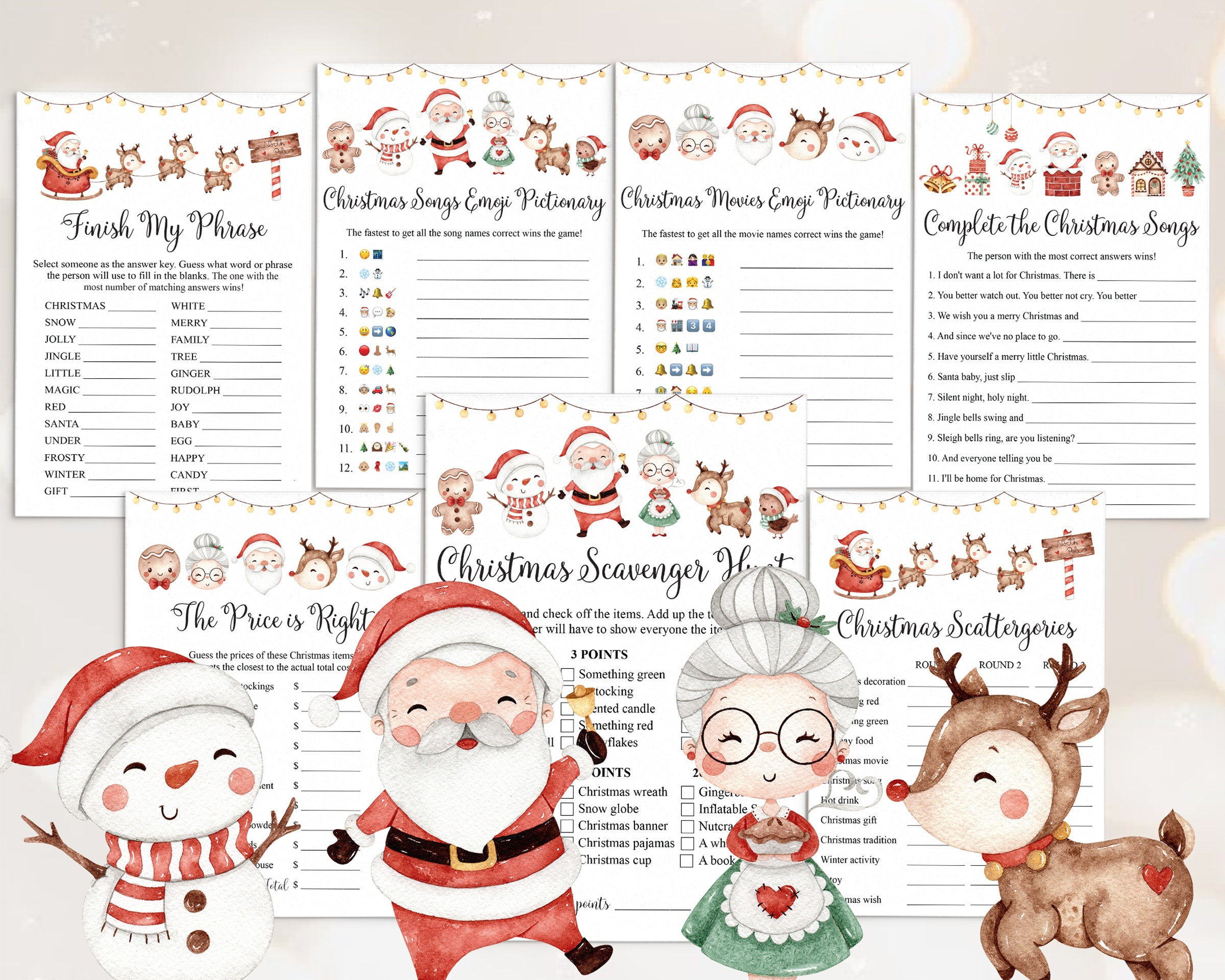 12 Christmas Games Bundle Christmas Games Family Christmas - Etsy