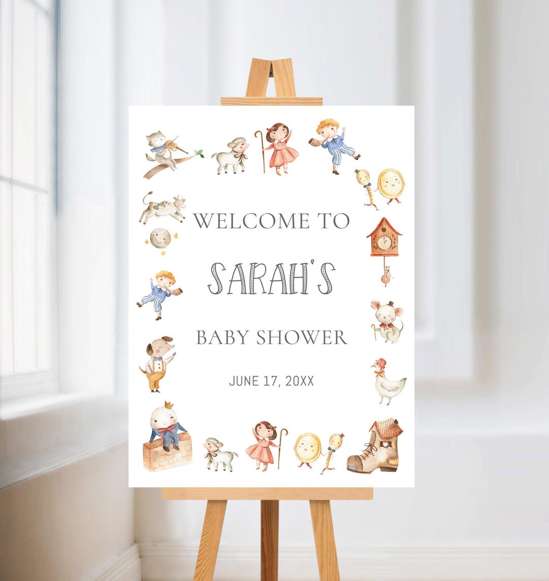 Nursery Rhyme Baby Shower Welcome Sign, Baby Shower Welcome Sign ...