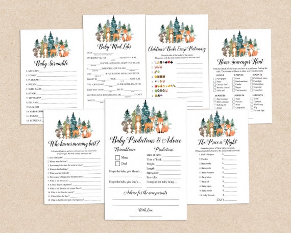 Party Favors & Games Paper & Party Supplies Woodland Baby Shower ...