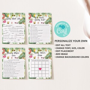 14 Tropical Baby Shower Games, Summer Baby Shower Games, Greenery Baby ...