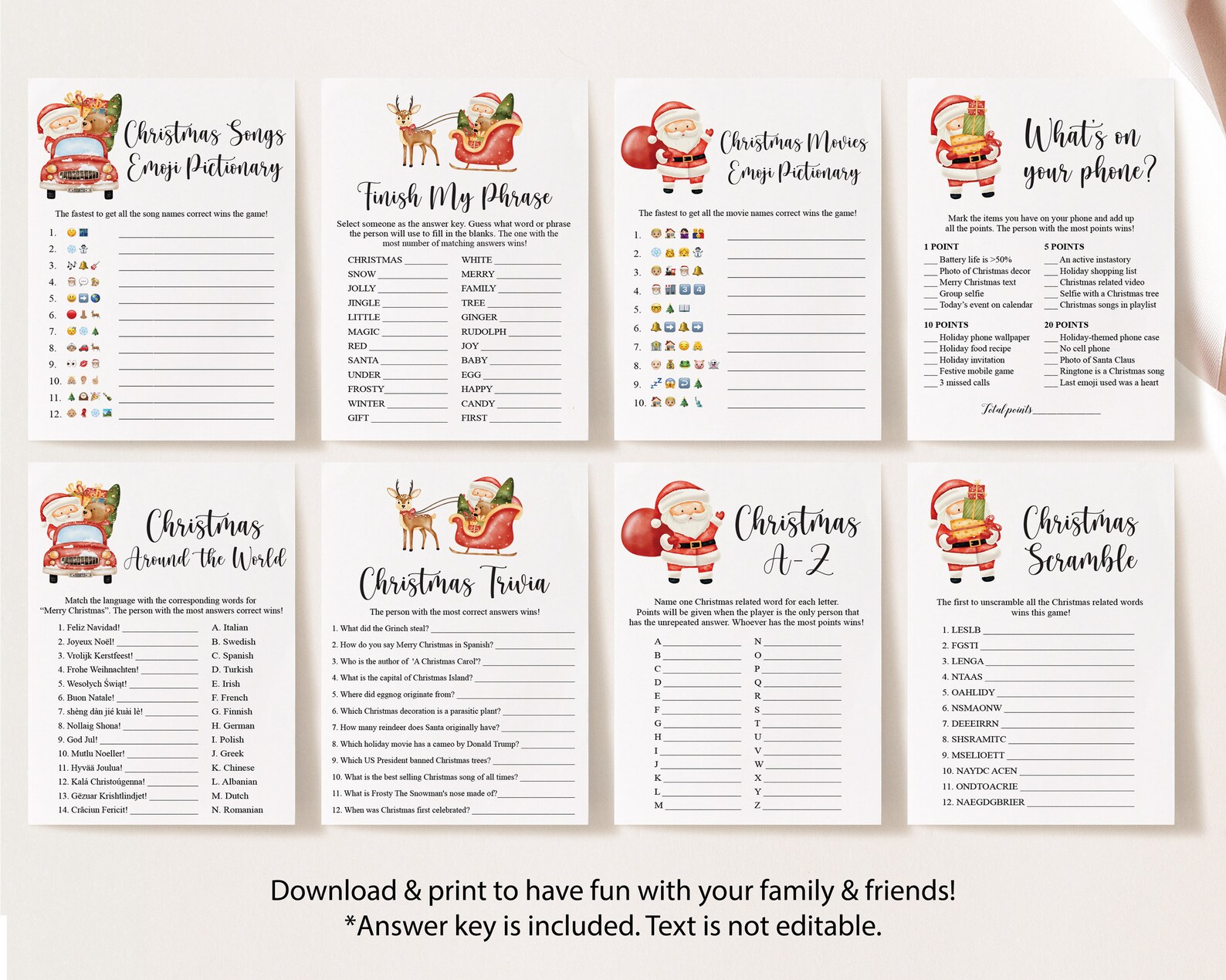 12 Christmas Games Bundle Christmas Games Family Christmas - Etsy