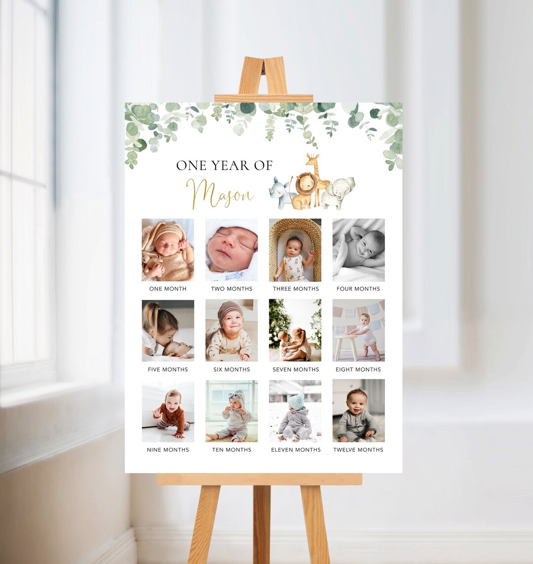 Baby's First Year Poster Template, Baby's First Year Milestone Board ...