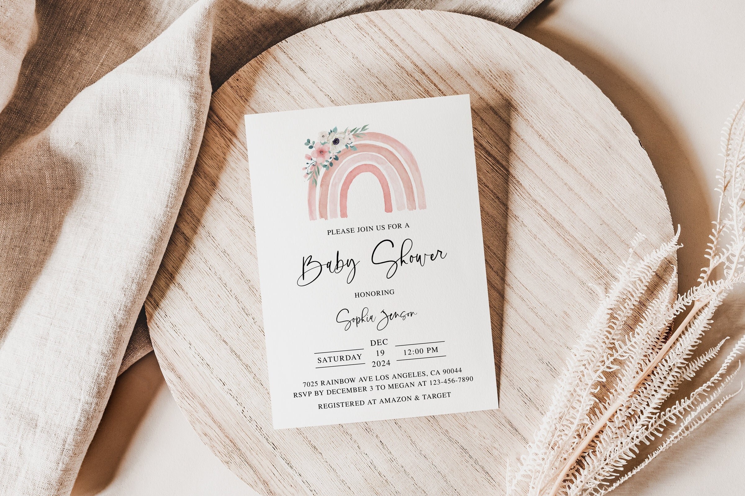 Boho Rainbow Baby Shower Invitation Rainbow Baby Shower - Etsy