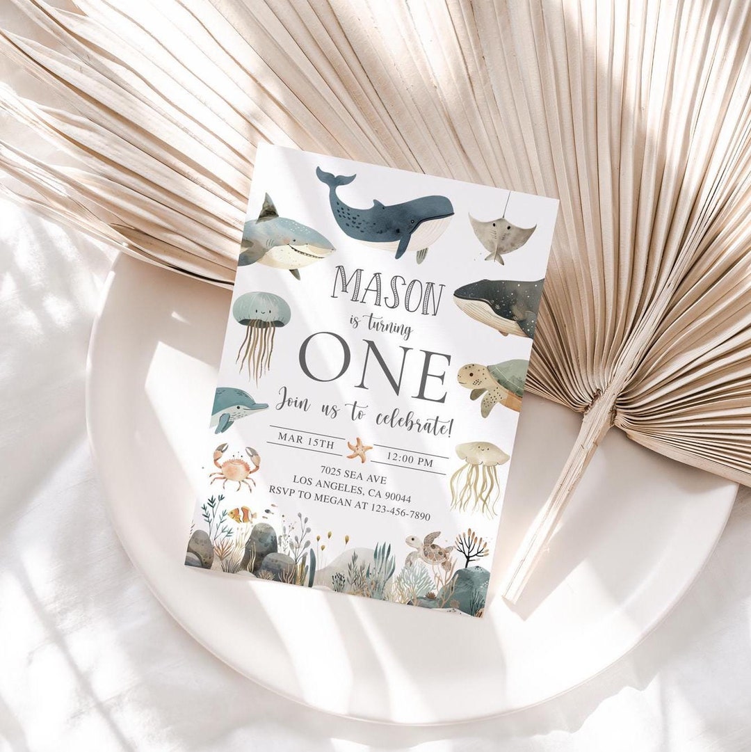 Sea Creatures Birthday Invite Under the Sea Party Invite Sea Animals ...