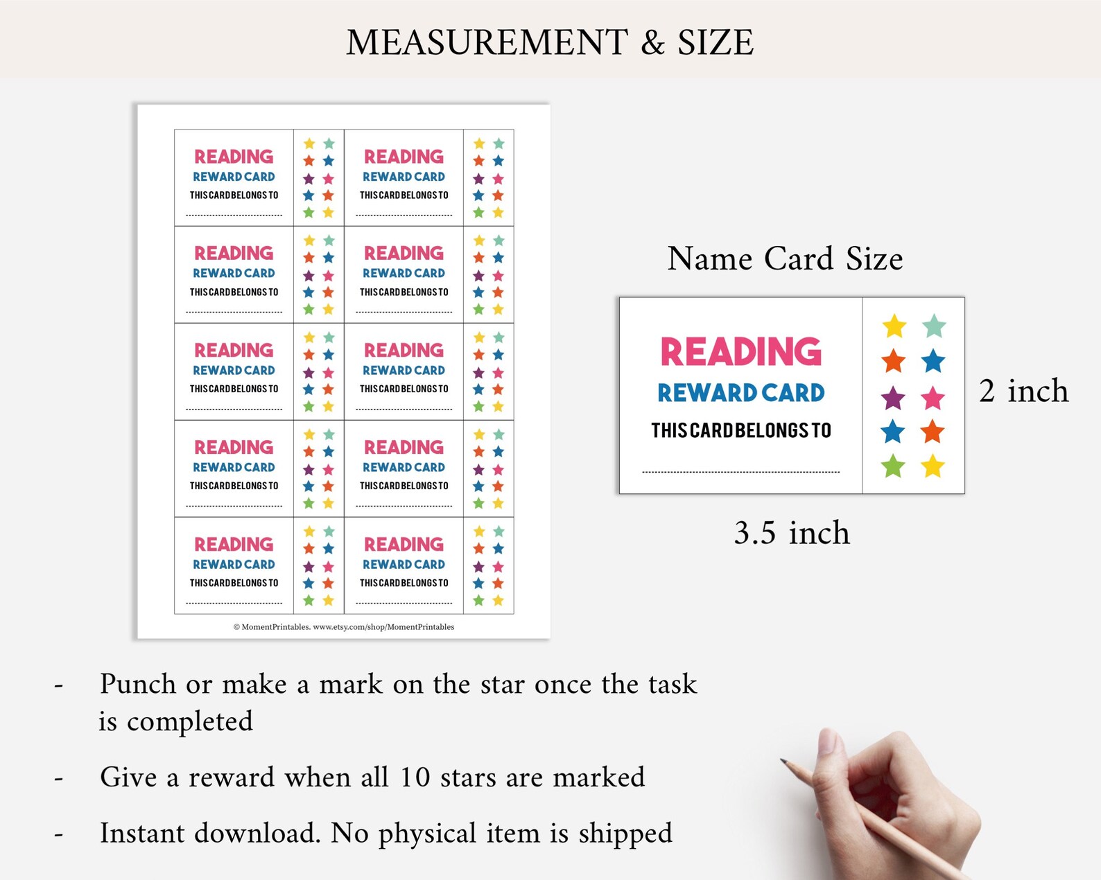 Reading Punch Cards Reading Reward Cards Reward Cards Kids | Etsy
