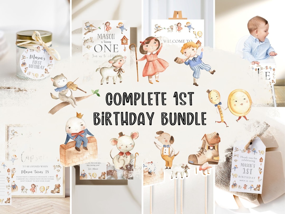 Nursery Rhyme 1st Birthday Bundle, Storybook Birthday Bundle, Nursery ...