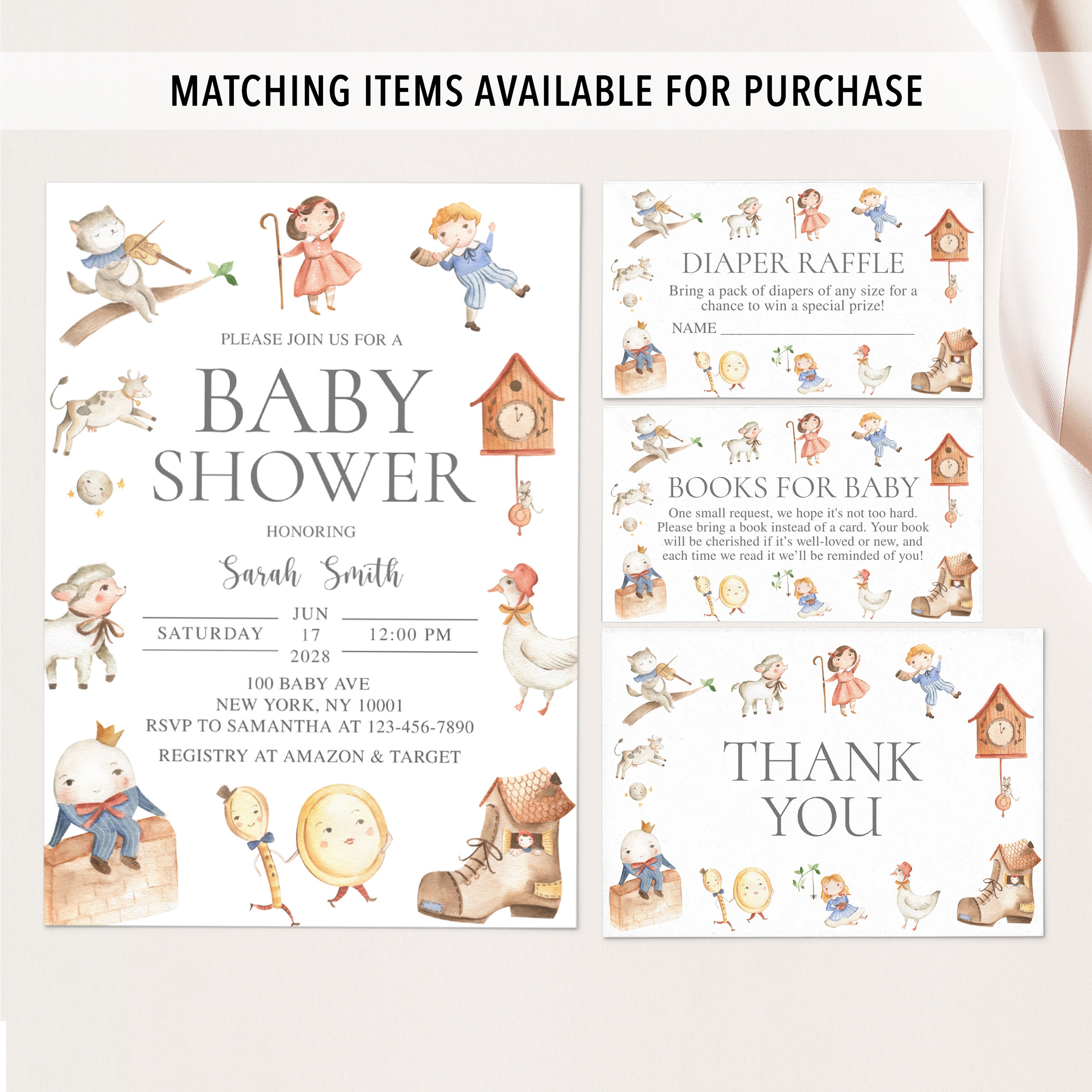 Nursery Rhyme Baby Shower Invite, Nursery Rhyme Party Invite, Storybook ...