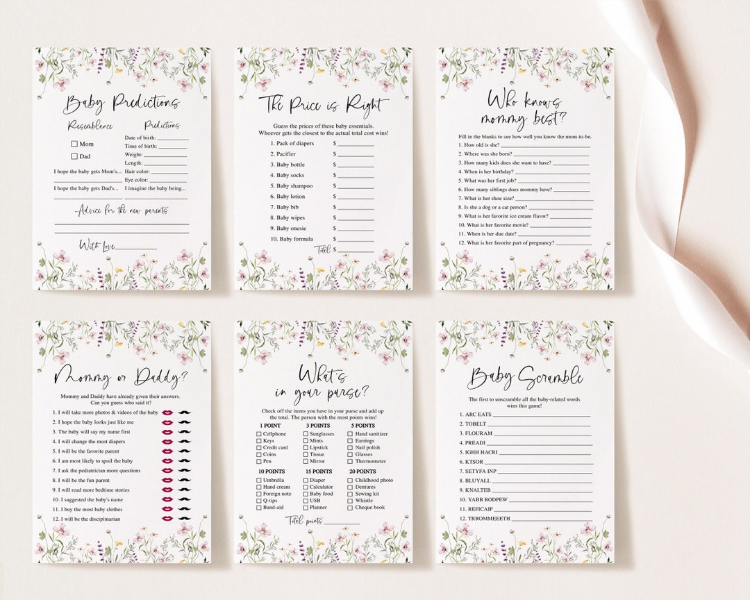 14 Floral Baby Shower Games Floral Baby Shower Games Bundle - Etsy