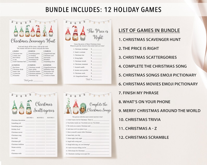 12 Christmas Games Bundle Christmas Games Family Christmas | Etsy