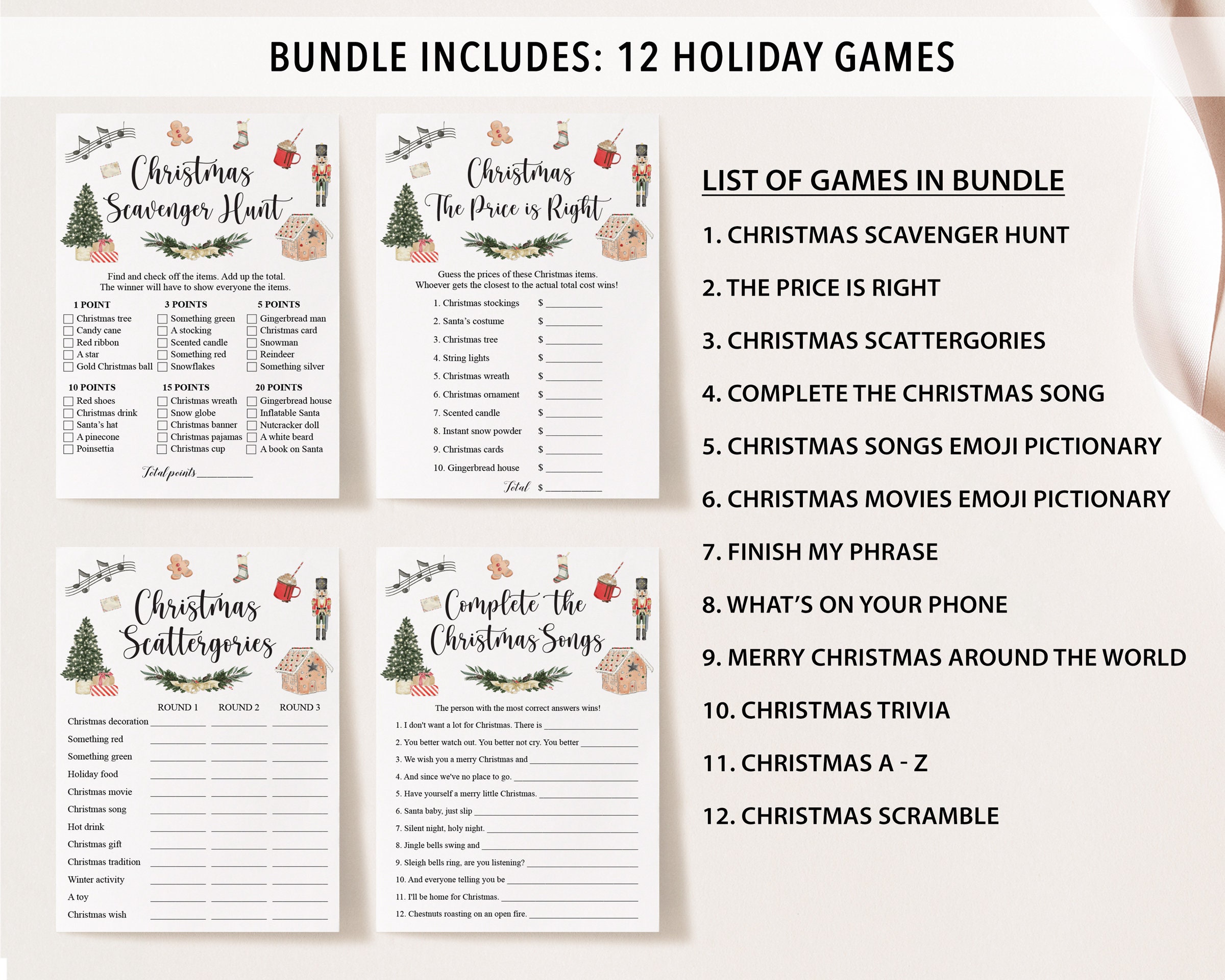 12 Christmas Games Bundle Christmas Games Family Christmas | Etsy