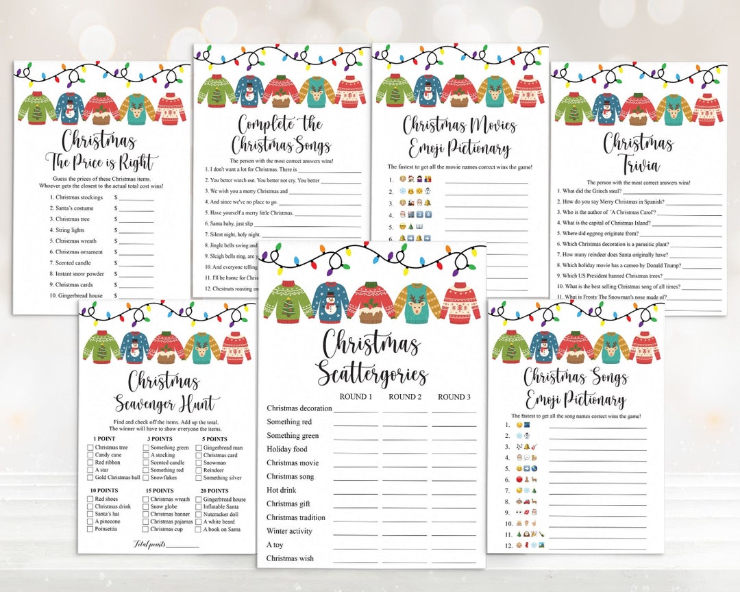 12 Christmas Games Bundle, Christmas Games, Family Christmas Games ...