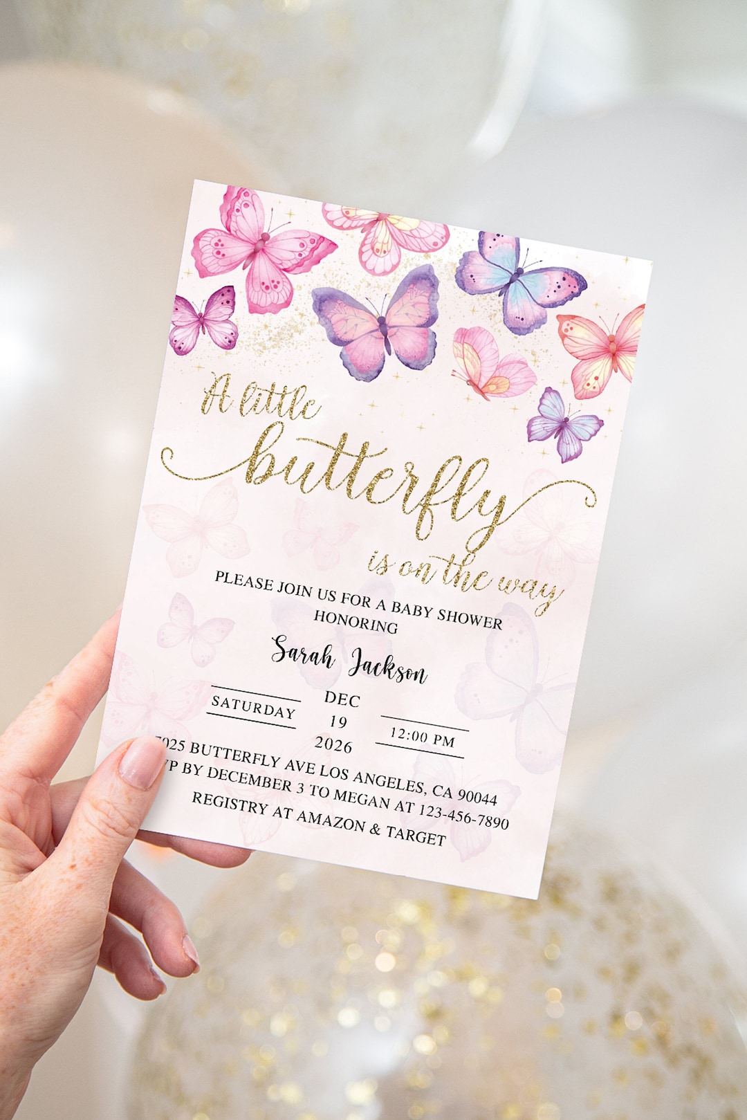 Butterfly Baby Shower Invitation, Butterflies Baby Shower Invite ...