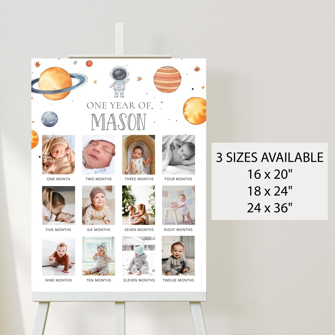 Baby's First Year Poster Template, Baby's First Year Milestone Board ...
