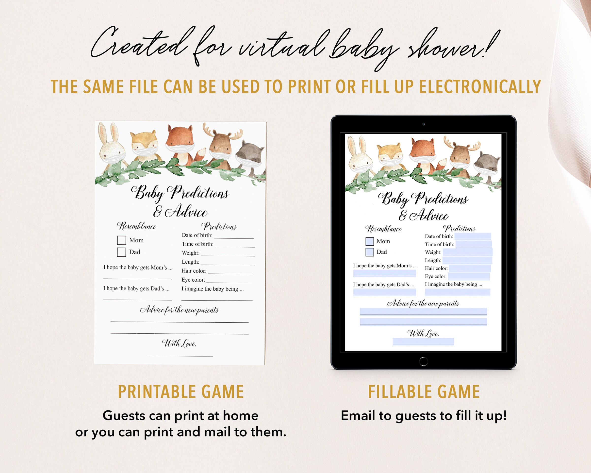 Virtual Baby Shower Games Editable Baby Predictions and | Etsy