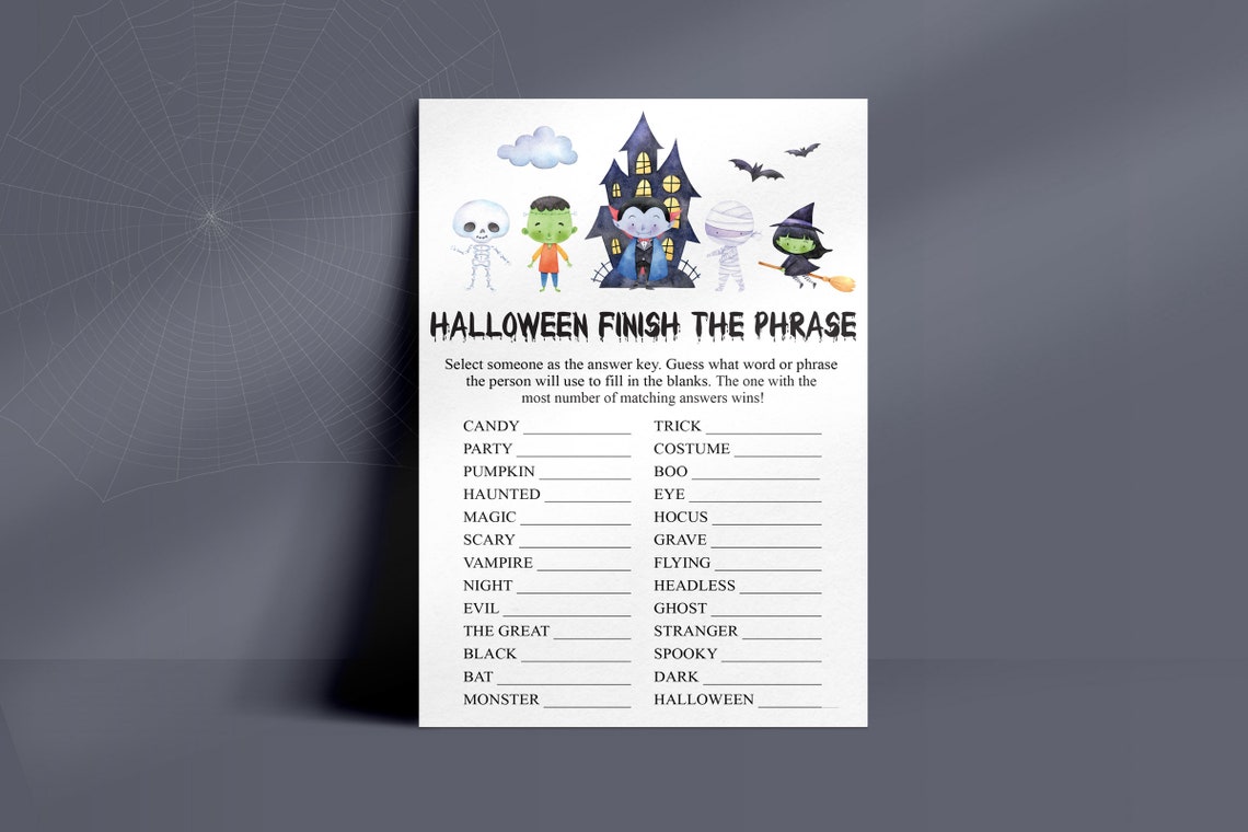 Halloween Finish The Phrase Finish My Phrase Halloween | Etsy