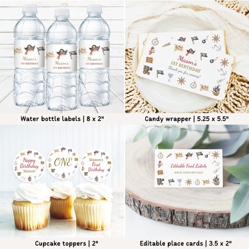 Pirate 1st Birthday Bundle Pirate Theme Birthday Party Invite Pirate ...