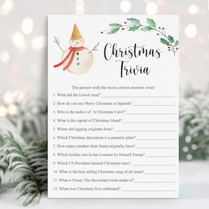Christmas Trivia Quiz, Christmas Trivia Game, Christmas Quiz, Christmas ...