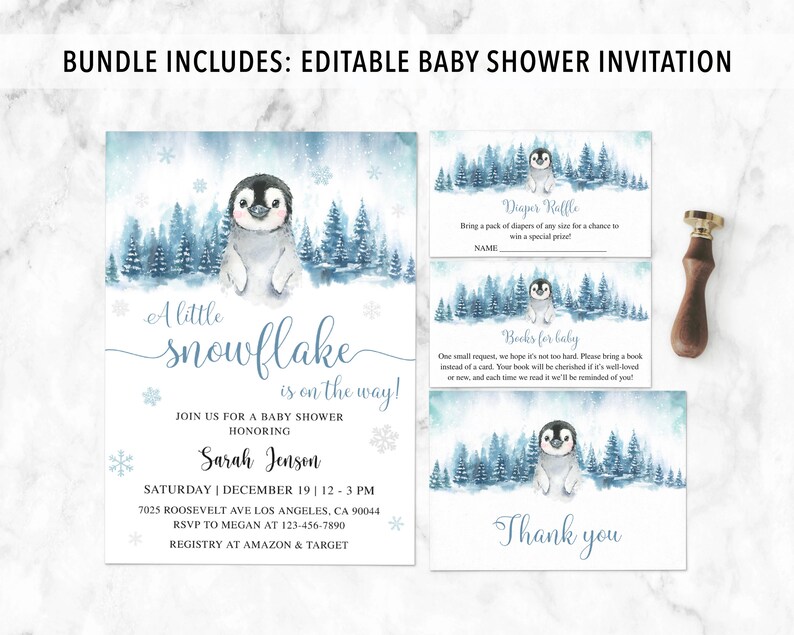 Penguin Baby Shower Bundle Penguin Baby Shower Penguin Baby - Etsy