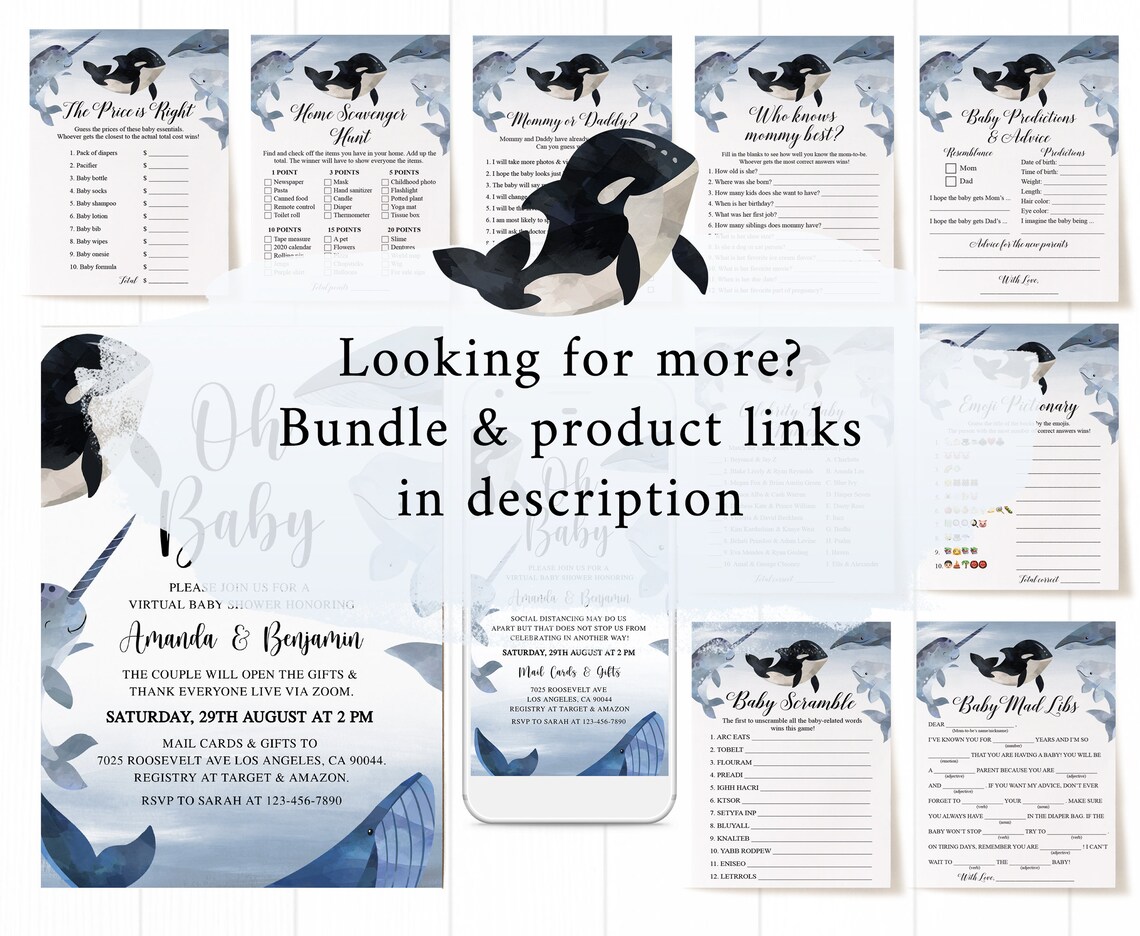 Virtual Baby Shower Games Virtual Baby Shower Zoom Baby - Etsy