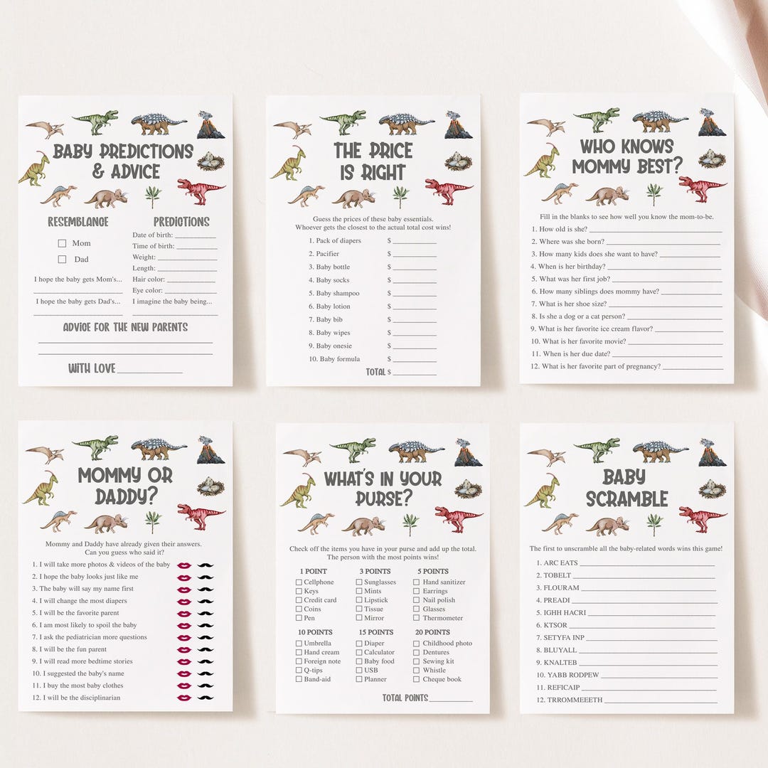 14 Dinosaur Baby Shower Games, Dino Baby Shower Games, Dinosaur Baby ...