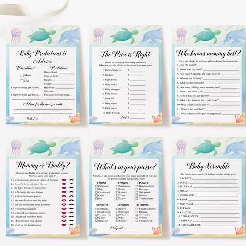 Under the Sea Baby Shower Games Bundle Ocean Baby Games - Etsy