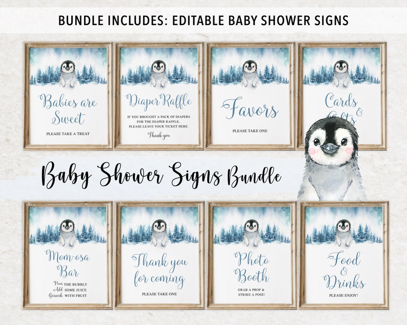 Penguin Baby Shower Bundle Penguin Baby Shower Penguin Baby - Etsy