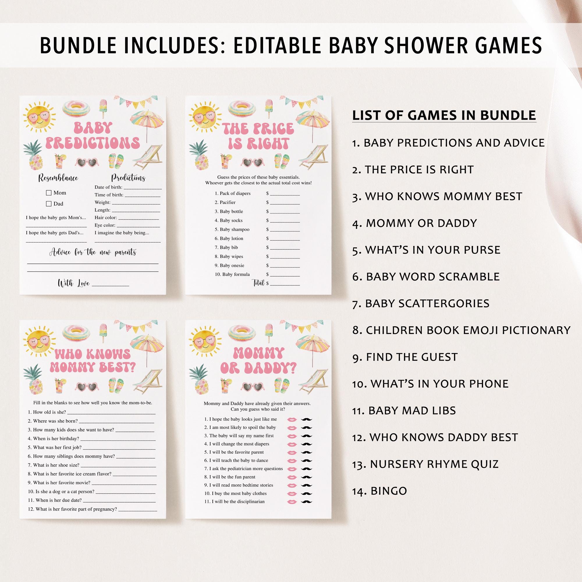 Complete Pool Baby Shower Bundle Pool Party Baby Shower Pool Baby ...